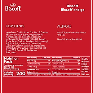 Lotus Biscoff & GO, Cookie Butter and Breadsticks Snack Pack, non GMO + Vegan, 1.6 Oz (Pack of 8)