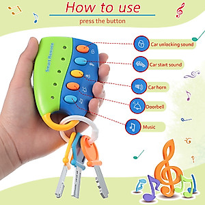 Skylety Musical Smart Remote Key Toy Fake Car Toy Keys with Sound and Lights Fun and Educational Key Toys for Travel Play (Batteries Not Included)