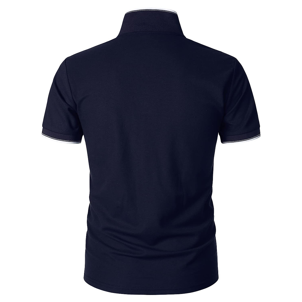 HOOD CREW Man’s Polo Shirt Casual Basic Designed V-Neck Tee Shirts Navy L