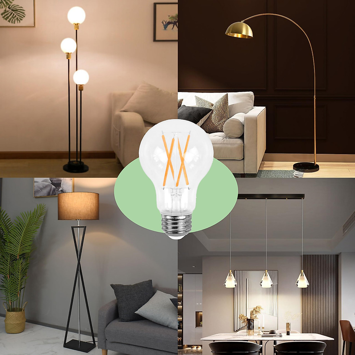 Tokira Retro LED Edison Bulb, E26 8W, Equivalent to 60W, 3000K, Dimmable, Filament Bulb,1200 Lumens, High Brightness Warm White, Transparent Glass, 2 Sets