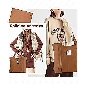 Canvas Tote Bag Aesthetic for Women, Shoulder Bag with Inner Pockets, Hobo Crossbody Handbag Casual Tote.(Coffee)