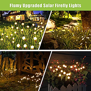 Flumy Solar Lights Outdoor Waterproof 8 Pack, Upgraded Outdoor Solar Lights for Yard Patio Garden Decor, Solar Lights for Outside Gardening Supplies, Firefly Garden Lights Solar Powered Outdoor