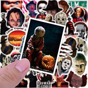 50Pcs Thriller Horror Movie Killer Role Character Stickers for Water Bottle Cup Laptop Guitar Car Motorcycle Bike Skateboard Luggage Box Vinyl Waterproof Graffiti Patches XQX