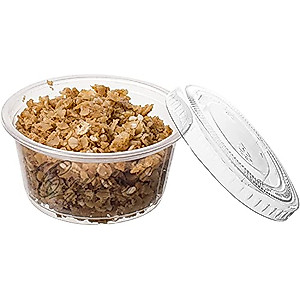 Healthcom 100 Packs 6 Oz 180ml Clear Plastic Ice Cream Dessert Cup Sundae Cups with Lid 100 Sets Disposable Salad Cup Pudding Jelly Sauce Yogurt Dessert Cup Serving Bowls for Party Favor Wedding