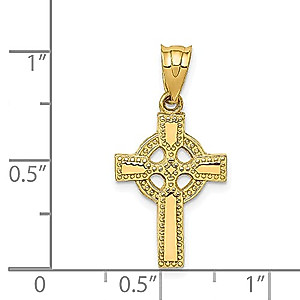 IceCarats 14K Yellow Gold Irish Heart Claddagh Celtic Iona Holy Cross Necklace Religious Pendant Jesus Christ Charm Jewelry 28mm x 14mm Only