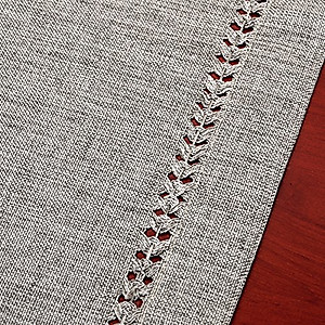 Grelucgo Handmade Hemstitch Gray Dining Table Runner Or Dresser Scarf, Rectangular 14 by 36 Inch