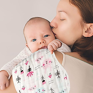 GROBRO7 5Pcs Baby Muslin Burp Cloths Pineapple Burping Bids for Baby Cotton 6 Layers Extra Absorbent Machine Washable Soft Large Cartoon Face Towels Nursery Gift Gentle for Newborn Girls 7x18.5inch