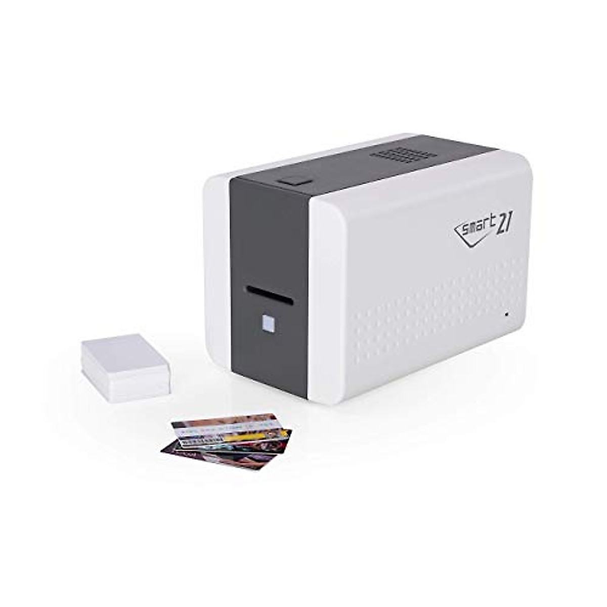 IDP SMART-21 Series ID Card Simplex Starter Printer Kit with Software, Manual and Guides - Includes 100-Print YMCKO Color Ribbon and 100 PVC Plastic Cards