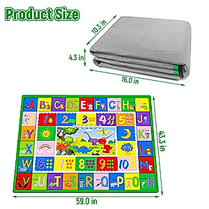beetoy Baby Cotton Play Mat for Floor, Super Soft Extra Thick (0.6cm) Baby Mat, Foldable Non-Slip Baby Crawling Mat for Playing Area Rug Gym Large Padded Tummy Time Mat, ABC Playmat for Infant Toddler