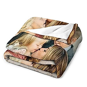 Custom Personalized Blanket with Photo & Name - Personalized Picture Collage Blanket Soft Using My Own Photos Custom Gifts for Dad, Mom, Family, Friends, Couples
