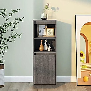 vidaXL Highboard Gray 14.6"x13.4"x43.3" Solid Wood Pine