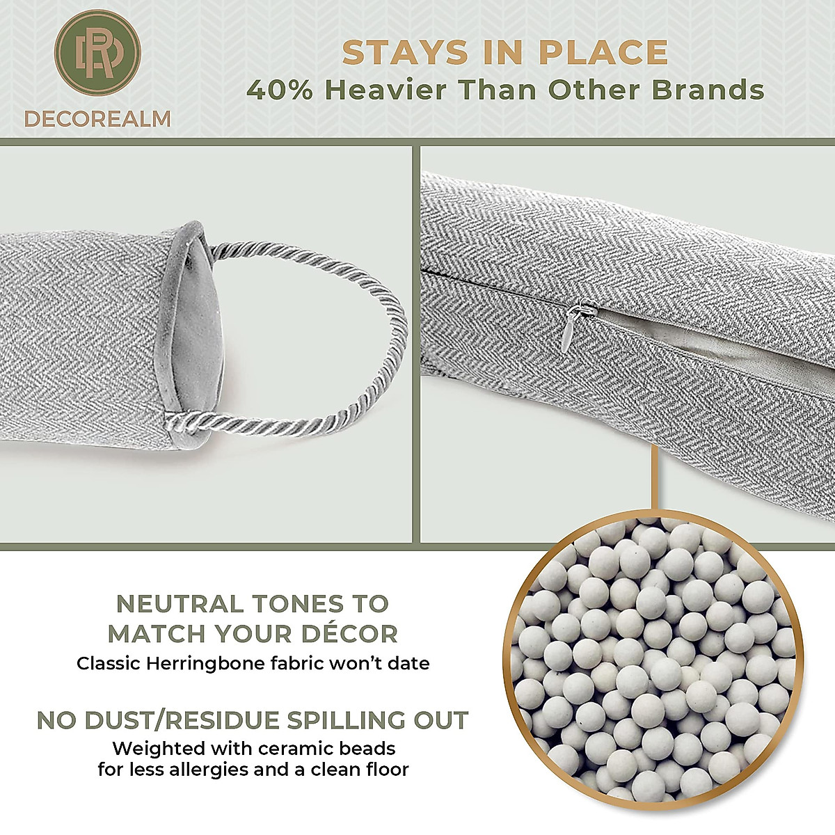 Under Door Draft Stopper and Blocker, Draft Guard for Doors and Windows, Decorative Fabric Cylinder Blocker Provides Weighted Door Insulation by DECOREALM (Grey, 36 Inches)