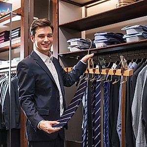 2 Pack Tie Rack Belt Hanger for Closet, 2 in 1 Tie Organizer Wall Mount, 12 Belts + 11 Ties Holder for Men, Wooden Belt Holder Storage for Belts Scarves