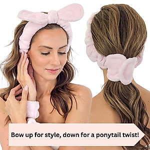 Gnarley Charley Blush Spa Headband and Wristband Set - Women's Hair Accessory for Securing Hair - Universal Stretch Fit Design - Wide Application & Easy Maintenance