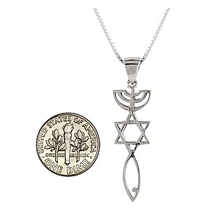 AJDesign Sterling Silver Messianic Seal Pendant Spiritual Religious Jewelry Grafted Necklace Pendant with Chain (24)
