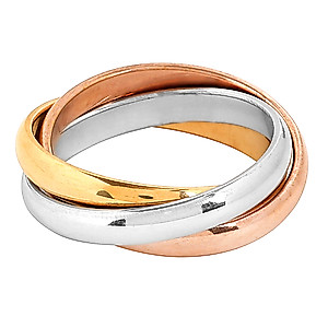 West Coast Jewelry Women's Tri-Color Stainless Steel Intertwined Triple Ring - Size 9