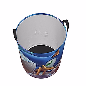 ZHANGJQ Soni_c Hedg-ehog Laundry Hamper Large Laundrys Basket Waterproof Foldable with Handles 38L Round Storage Bag,Bathroom/Bedroom/Dorm