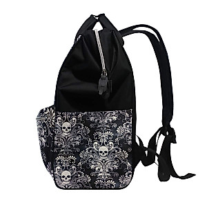 Diaper Bags Gothic Skull Damask Scary Halloween Fashion Mummy Backpack Multi Functions Large Capacity Nappy Bag Nursing Bag for Baby Care for Traveling