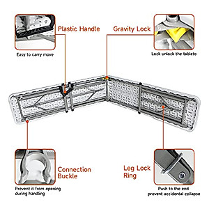 Flamebrother Folding Bench 6ft Outdoor Portable Foldable Soccer Benches Seat for Picnic Garden Party Camping Dining White