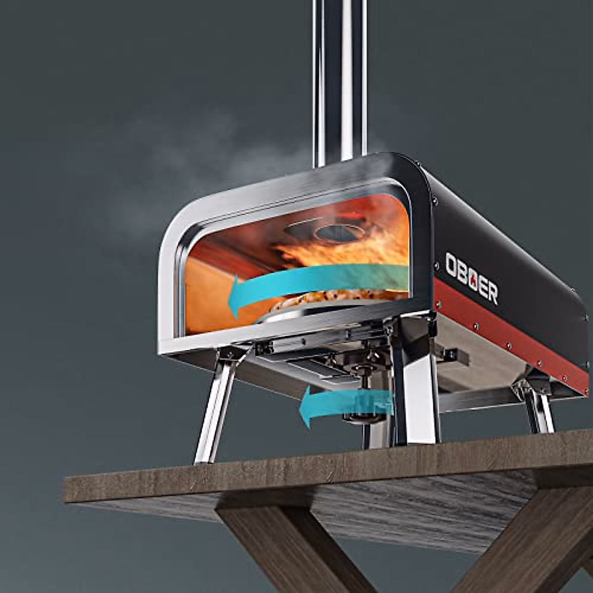 Pizza Oven, Obqer Portable Outdoor Pizza and Grill Oven Gas, Wood Fired Pizza Maker Stainless Steel Foldable Pizza Ovens with Gas Burner, Pizzas Peel, Stone,Scoop,Carry Cover Bag (Black)