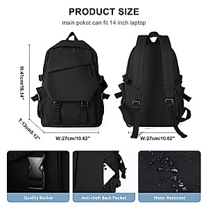 School Backpack Waterproof Black Bookbag College High School Bags For Boys Girls Lightweight Travel Rucksack Casual Daypack Laptop Backpacks For Men Women