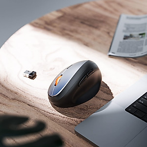 ProtoArc Wireless Vertical Mouse, EM14 Ergonomic Wireless Mouse 2.4G Optical Vertical Mice, 800/1200 / 1600 DPI, Reduce Wrist Strain, for Small Hands