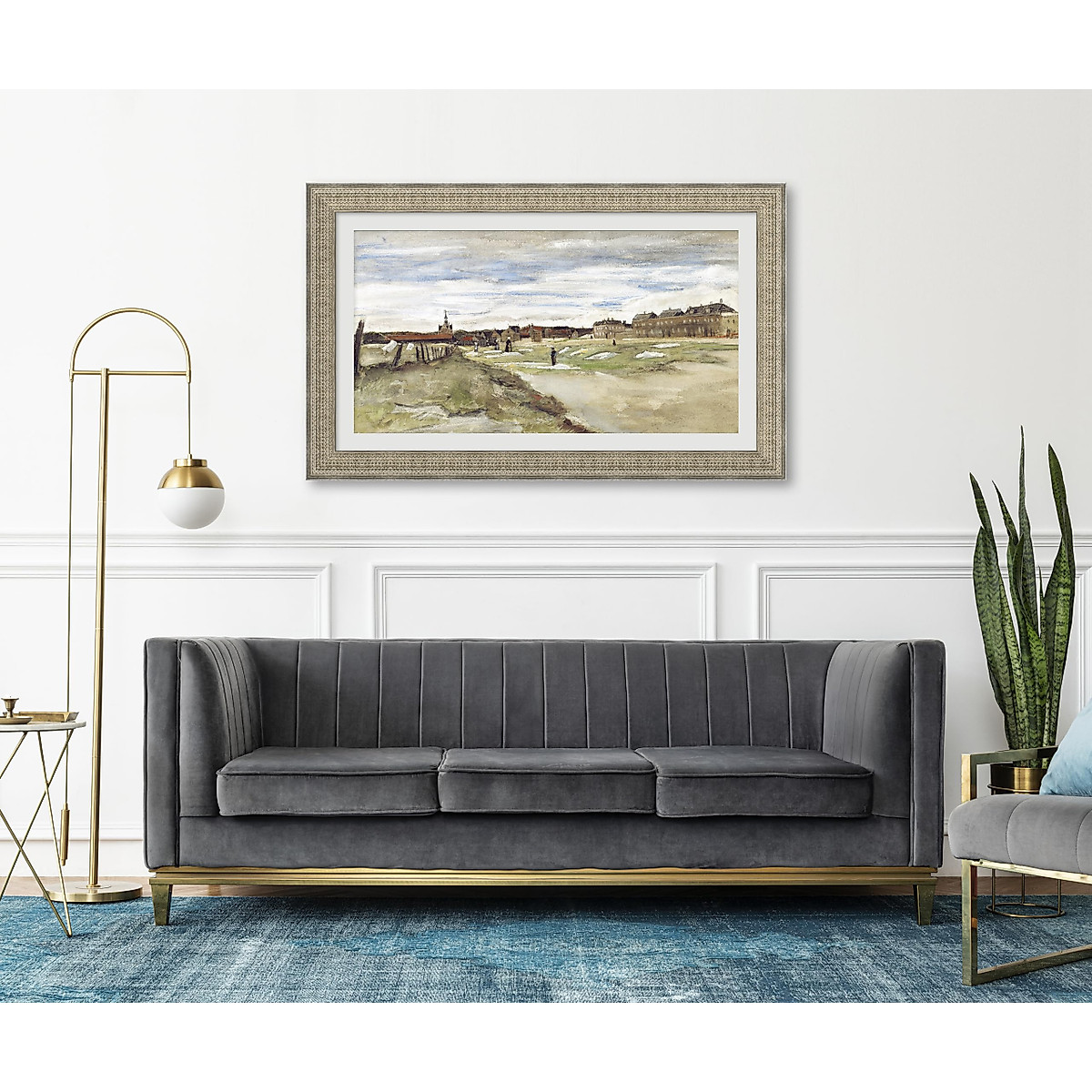 Deco TV Frames - Gatsby Silver Smart Frame Compatible ONLY with Samsung The Frame TV (3" Color Chip, 3" Sample)