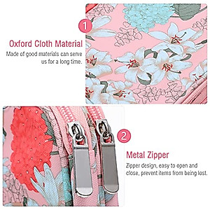 FAVOMOTO Empty Knitting Yarn Web Layer Crochet Tools Carrying Pockets Accessories Double-Layer Bags Hook Oxford Flower & Bag Various Pocket Hooks Travel Tote Pink Portable Case Cloth