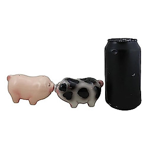 Ebros Gift Ceramic Star Crossed Lovers Chubby Country Farm Bacon Porky Pig Couple Kissing Salt And Pepper Shakers Set Valentines Pigs Piglets Figurines Party Kitchen Tabletop Collectible Accents
