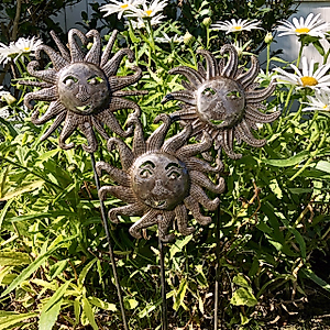 Small Metal Sun Faces, Sunny Home Décor, Wall Hanging, Authentic Upcycled Artwork from Haiti 6 Inches Round (Sun Faces)
