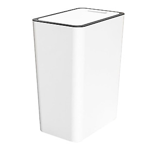 VIVIDPLOT Press Type Plastic Trash Can with Lid 15L Capacity White Bathroom Kitchen Garbage Bin