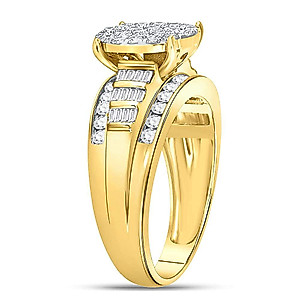The Diamond Deal 10kt Yellow Gold Round Diamond Oval Bridal Wedding Engagement Ring 1 Cttw