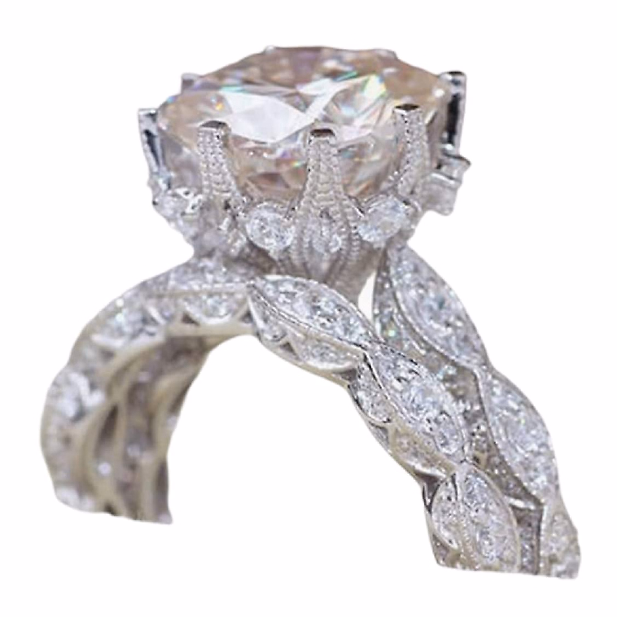 LVSHI Fashion Women 925 Sterling Silver Wedding Ring Set Eternal Love Collection Anniversary Promise Ring Flash Diamond Round Engagement Ring Size 6-10 (Size 7),C3