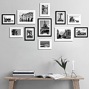 PEALSN 8x10 Picture Frame, Display Pictures 5 x 7 with Mat or 8 x 10 Without Mat for Wall Mounting Display, Photo Frames, Black