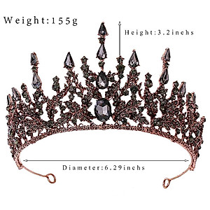 Florry Baroque Crowns Crystal Tiaras and Crowns Wedding Queen Crowns for Brides Halloween Costume Bridal Tiaras Hair Accessories for Women and Girls (Black)