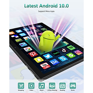 CNMF Android Tablet 10 Inch, 32GB Storage, WiFi Tablets with Android 10.0 OS, 5MP Rear Camera, Bluetooth, Quad Core, HD IPS Screen, Supports Microsoft Office Software - Black