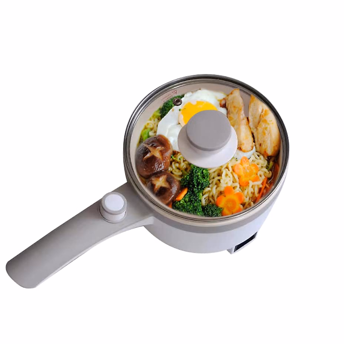 STECOKER Electric Hot Pot with Steamer (1.5LS), 1.5L Instant Pot, Ramen Cooker,110V 600W White