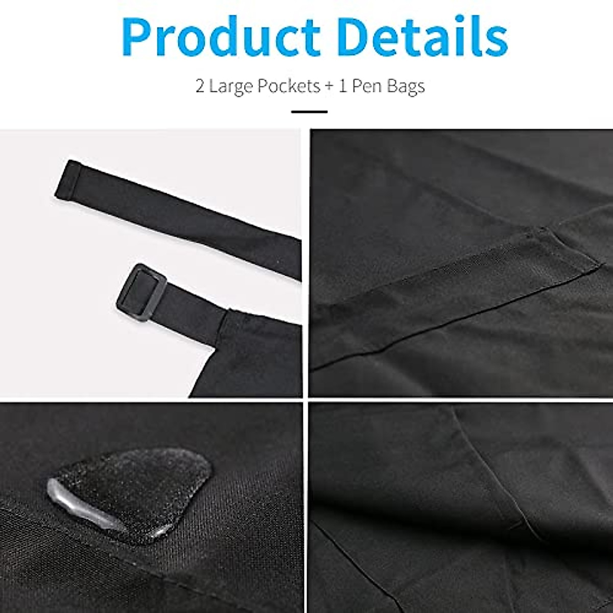 HXORBIS 1 Pack of Black Adjustable Bib Apron, Waterproof, with 2 Pockets, Neck Strap and Extra Long Tie, Cooking Kitchen Aprons for Women, Men Chef,Funny Grilling, BBQ Drawing, Waitress Apron