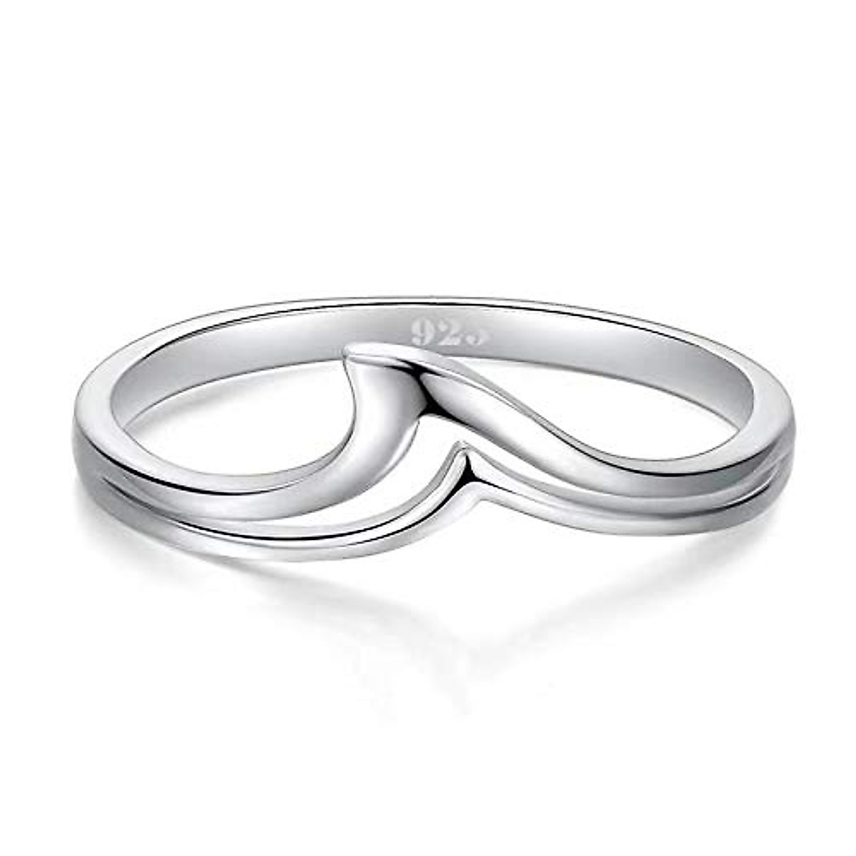 BORUO 925 Sterling Silver Ring Chevron Thumb Stackable High Polish Comfort Fit Band Ring Size 8