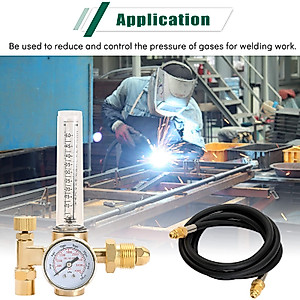 ATPEAM CO2 Argon Regulator TIG Welder MIG Welding CO2 Flowmeter 10 to 50 CFH - 0 to 4000 psi Pressure Gauge with 6.5 Foot Hose CGA580 Inlet Connection Gas Welder Welding Regulator