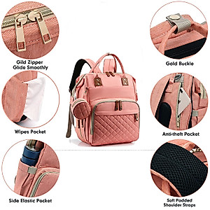 Axone 3 in 1 Baby Diaper Bag Backpack Unisex Travel Nappy for Boys & Girls Waterproof Stroller Straps Large Capacity Pink