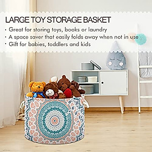 ALAZA Indian Mandala Ethnic Floral Storage Basket Gift Baskets Large Collapsible Laundry Hamper with Handle, 20x20x14 in