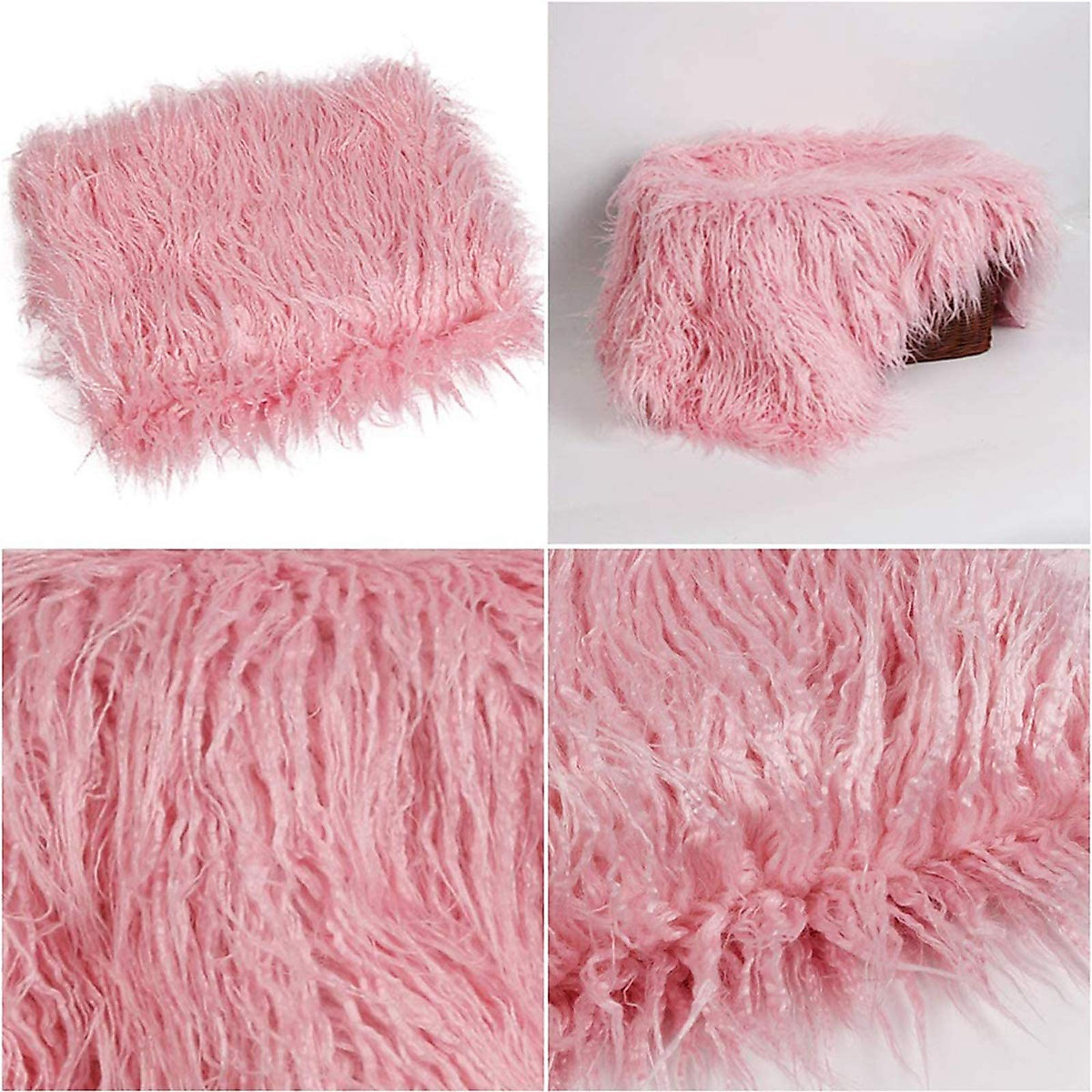 Camidy Newborn Photography Props,5pcs/Set Fluffy Blanket Mat + Ripple Wrap + Headbands Swaddle Wrap Photography Mat Outfits for Infant Boys or Girls Photoshoot Session