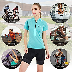 CATENA Women's Cycling Jersey Short Sleeve Shirt Running Top Moisture Wicking Workout Sports T-Shirt Blue