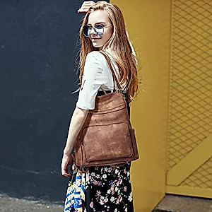 Botimmy Leather Backpack Purse for Women Fashion Convertible Ladies Shoulder Bags Large Travel Bag Casual Bookbag purse