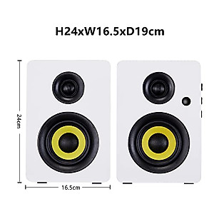 Sanyun SW206 80W Active Dual-Mode Bookshelf Speakers, 4inch Studio Monitor and HiFi Mode, Optical Coaxial TRS Aux Bluetooth 5.0 USB with 24bit DAC, for Home Music System Turntable TV PC Desktop, White