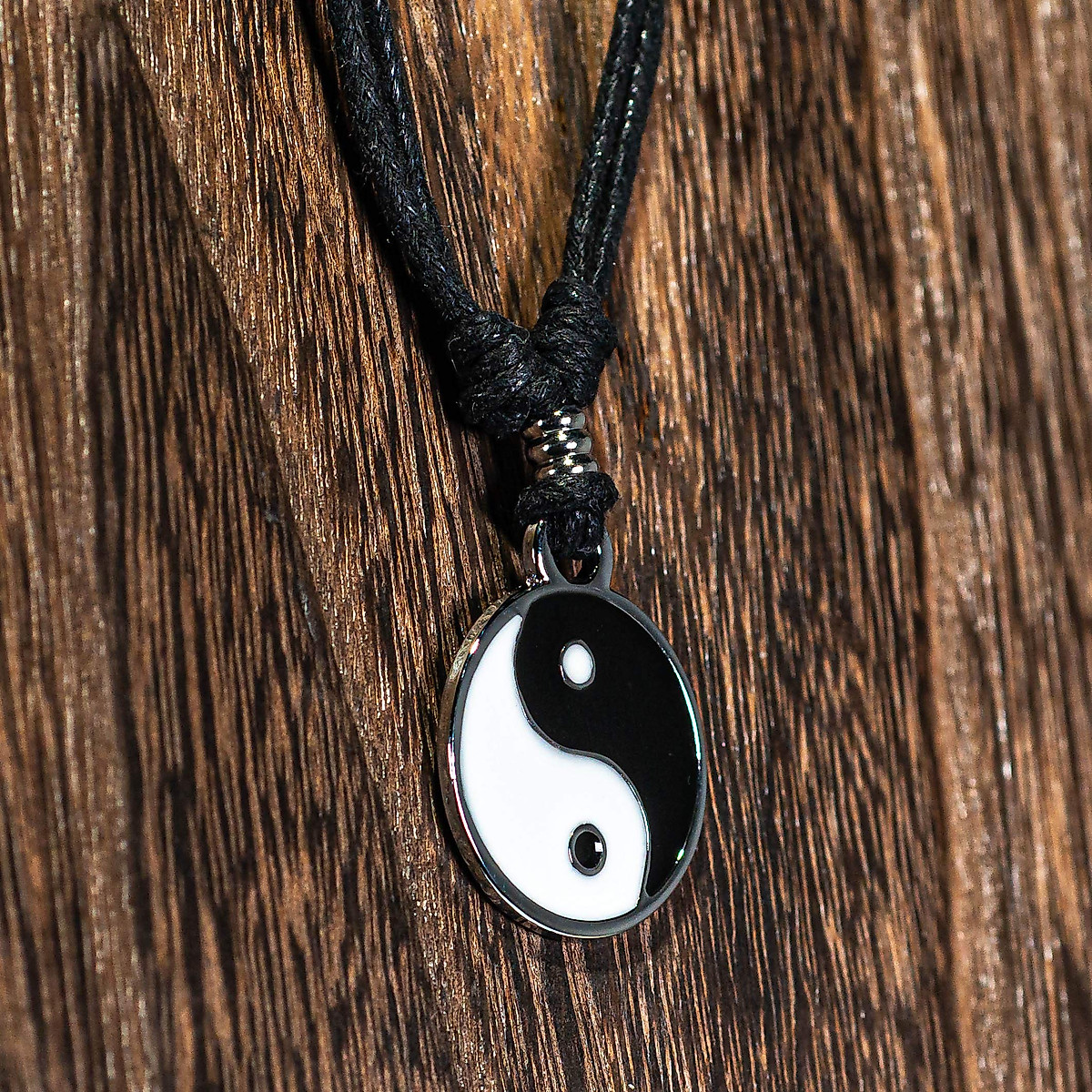 BlueRica Yin and Yang on Adjustable Cord Necklace