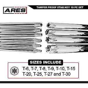 ARES 44000-10-Piece Tamper-Proof Folding Star Key Set - Sizes Include T-6 to T-30 - Corrosion-Resistant CR-V Steel Construction