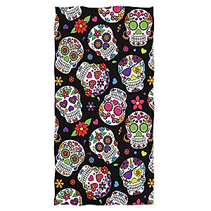 Wamika Day of The Dead Sugar Skull Hand Towels Ultra Soft Towel Heart Flower Absorbent Hand Towel Guest Bath Towels Washcloth Multipurpose for Hand Face Gym Spa 16" x 30"
