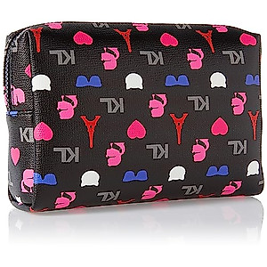 Karl Lagerfeld Paris Maybelle Cosmetic Bag, Black/Pink Multi